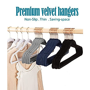 Smartor Velvet Hangers 50 Pack, Black Felt Hangers Non Slip with Rose Gold Hook, Premium Felt Hangers for Adult, Heavy Duty Velvet Hanger for Coat, Suit, Short, Skirt, Dress (Black)