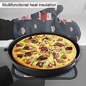 Cute Cartoon Pigs Oven Mitts and Pot Holders Sets Heat Resistant Oven Gloves with Non-Slip Surface for Reusable for Baking BBQ Cooking