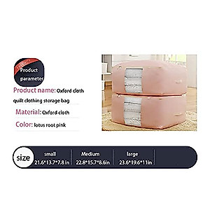 ZKQ Storage Bag, Oxford Cloth, Quilt Bag, Clothing Storage, Double Zipper, Washable, Moisture-Proof, Pink, Medium