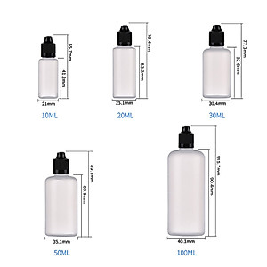 SmaUnicorn 20pcs x 50ml (1.7oz) LDPE Empty Squeezable Liquid Dropper Bottles Eye Dropping Containers with Mixed CRC Caps Free Funnels Pipettes Blank Labels