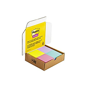 Post-it Super Sticky Notes, 3x3 in, 24 Pads/Pack, 70 Sheets/Pad, Amazon Exclusive Bright Color Collection, Aqua Splash, Acid Lime, Tropical Pink and Iris Infusion