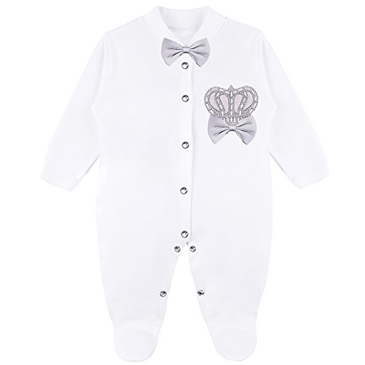 Lilax Baby Boy Jewels Crown Layette 4 Piece Gift Set 3-6 Months Gray