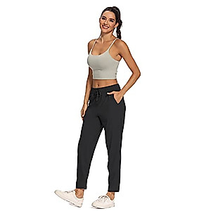 Willit Women's Golf Travel Pants Lounge Sweatpants 7/8 Athletic Pants Quick Dry On The Fly Pants Black M