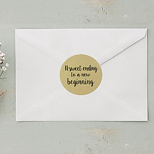 80-2" Kraft a Sweet Ending to a New Beginning Stickers, Wedding Favor Sticker Labels