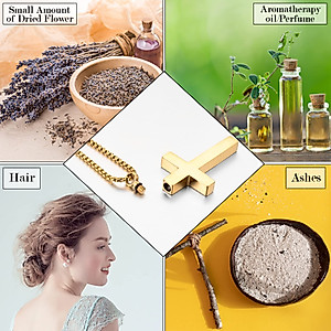 Dletay Cremation Necklace for Ashes Stainless Steel Cross Pendant Urn Necklace Memorial Keepsake Jewelry for Men Women(Gold)