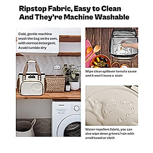 SUNNY BIRD 12L Large Insulated Lunch Bag, Leakproof and Foldable Lunch Cooler Box for Women Adult and Men, Fits 18 Cans (Ivory White 01)