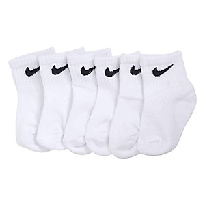 Nike Newborn Baby Socks White/Black 6 Pairs, Size 6-12 Months