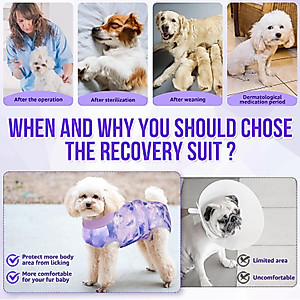 Lukovee Recovery Suit for Dogs, Zipper On Recovery Suit for Female Male Dog, Onesie Abdominal Wounds Cone E-Collar Alternative Prevent Licking Spay Recovery Suit (Purple Tie-dye,Large)