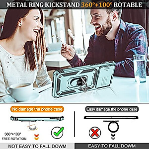 Gritup for Samsung Galaxy S20+ Plus Case with Slide Camera Cover, Build in 360° Rotating Ring Kickstand [Military Grade] Protective Case for Galaxy S20 Plus 5G, Dark Green