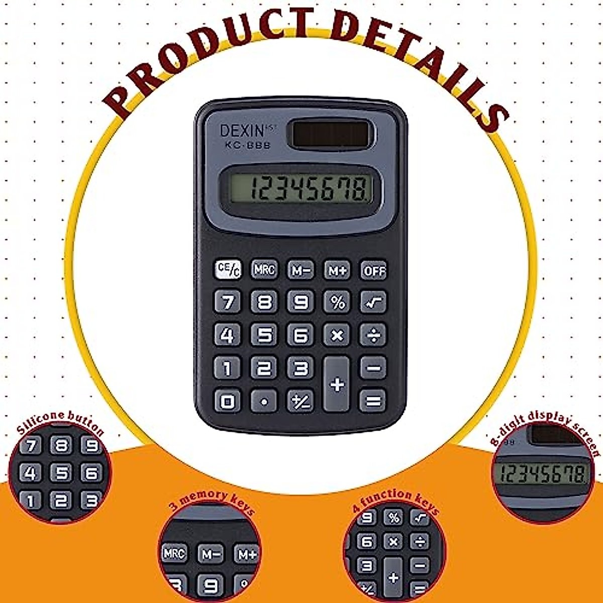 Zuhal 50 Pcs Mini Calculator Pocket Size Calculator Bulk, 4 Function Calculator Small Battery Powered 8 Digit Display Basic Calculator with Button Battery for Office Home School Teacher Students