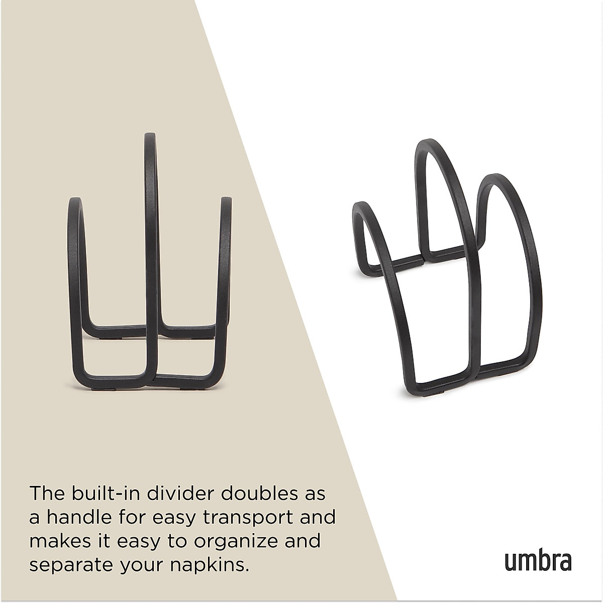 Umbra Squire Napkin Holder for Kitchen, Works with Square and Rectangular Napkins for Dinner, Luncheon or Cocktail, Black