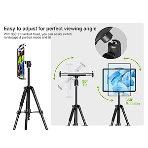 Elitehood 68" Heavy Duty iPad Tripod, Ultra-Stable Camera Tripod for iPad Pro 12.9, iPad Tripod Stand Mount for Video Recording/Photography, Compatible with 4.7-13inch Tablet/iPad Pro/Webcam/DSLR