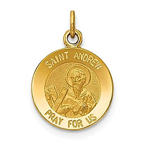 IceCarats 14K Yellow Gold Saint Andrew Medal Necklace Charm Pendant 17.5mm x 12mm Only
