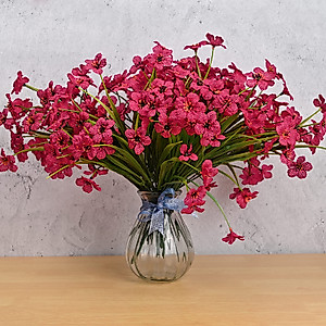 20 Bundles Artificial Flowers Outdoor Fake Flowers UV Resistant No Fade Faux Plastic Garden Porch Greenery Shrubs Window Box Decorating,Wedding Flower,Aisle Table Centerpiece Party (Rose)