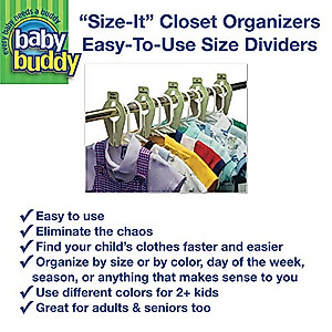 Size-It Closet Organizers By Baby Buddy - Baby Clothes Closet Dividers – Nursery Clothing Organization For Babies And Kids, Newborn Up To Size 8, Clothes Divider For Closet, Gray, 5 Count