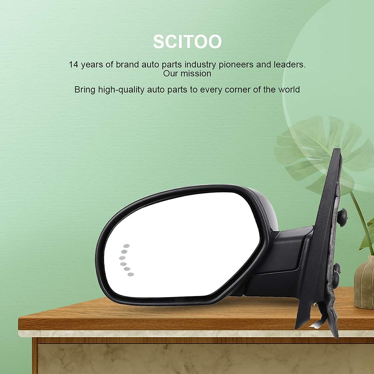 SCITOO Side View Mirror Fit for Chevy for GMC Towing Mirrors with Puddle Lights Chrome Rear View Mirrors fit 2007-2013 for Chevy for GMC with Amber Arrow Turn Signal Power Heated Manual Folding