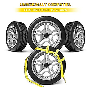 Partol 2 Pack Tow Dolly Basket Straps with Flat Hooks Car Wheel Straps Universal Vehicle Tow Dolly Straps for Small to Medium Size Tie Wheels 12000 lbs Breaking Strength