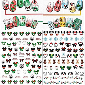 10 Sheets Christmas Nail Art Stickers 3D Nail Art Decals Green Monster Cartoon Nail Decals Self-Adhesive Design Nail Art Supplies Holiday Nail Stickers Winter Christmas Party Nail Decoration for Women
