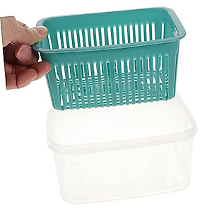 UPKOCH 2pcs Box Refrigerator Storage Box Cereal Container Food Storage Box Glass Food Containers Fruit Drain Storage Box Sink Strainer Basket Fridge Strainer Box Fresh Box Drain Fruit Box