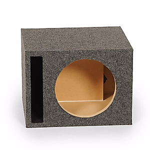 Q Power QBASS Dual Vented 12 Inch Heavy Duty MDF Material Single Car Audio Subwoofer Enclosure Box with 2 Vents for Heat Management, Charcoal (2 Pack)