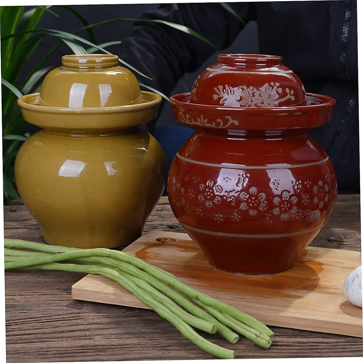 OUSIKA for Container Sealing Chinese Storage Canister Water Vegetables Cansiter with Pickled Egg Jars Sauerkraut Duck Tradition Bottle Crock Capacity Paocai Foods Pickle Jars