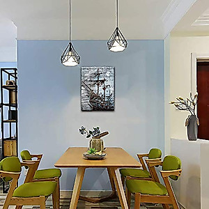 Canvas Wall Art for Bedroom Wall Decor for Bathroom Simple Life Abstract Black and White Art Ship Painting Modern Framed Office Canvas Art Prints Ready to Hang Pictures for kitchen Home Decorations