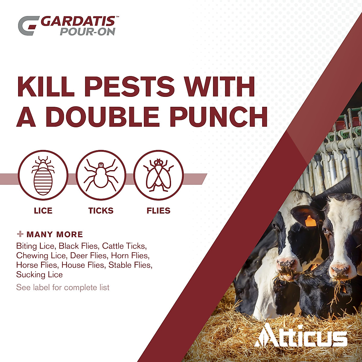 Gardatis Pour-On Insecticide with IGR (1/2 Gal) by Atticus - Control Lice, Flies, and Ticks on Cattle and Horses - Compare to Clean-Up II - Permethrin 5.0% and Diflubenzuron 3.0%