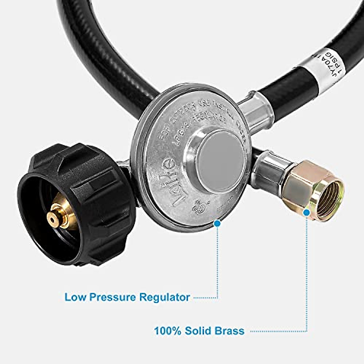 COSIEST 10 Feet Universal Propane Regulator and Hose, Low Pressure Grill Regulator Replacement Parts with QCC-1 Quick Propane Connect Hose for Fire Pit Table, LP Gas Grill