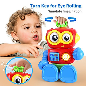 Yerloa Toddler Robot Toys for 1 Year Old Boy Christmas Stocking Stuffers, One Year Old Boy Birthday Gift, Baby Boy Toys 12-18 Months Music Light Up 12M Travel Interactive Learning Kids Toys 2 Year Old