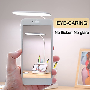 YOUKOYI LED Desk Lamps for Home Office, Rechargeable Battery Operated Desk Lamp with Touch Control, Stepless Dimming, 3 Color Modes, Pen Holder and Night Light- Gooseneck Desk light for Study, Reading