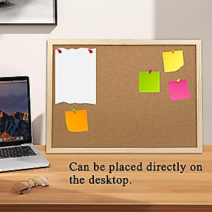 Cork Board Bulletin Board, 15.7"X 12" pin Boards for Walls, Oak Wood Finish Frame, Wall Mounted Cork Board for Office Home and School(Pins, Eye Bolts, gaskets, Screws)
