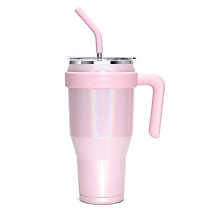 Zenbo 40 oz Glitter Tumbler with Handle, Leak-Proof Lid & Straw - Stainless Steel Insulated Cup, Keeps Cold for 34 Hrs, Car Cup Holder Compatible, Dishwasher Safe, BPA Free