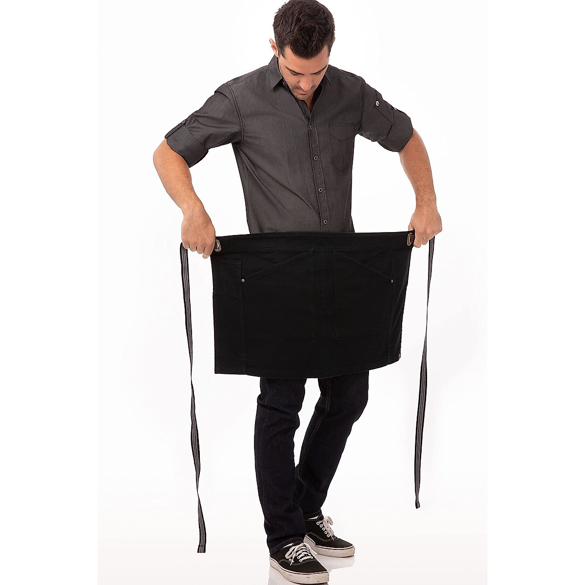 Chef Works Unisex Berkeley Half Bistro Apron, Jet Black, One Size