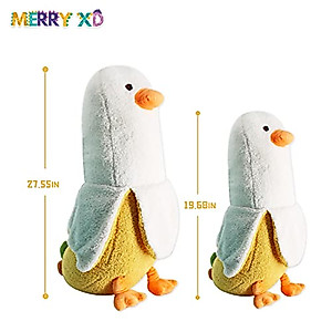 MerryXD Banana Duck Plush Toy Soft Stuffed Hugging Pillow, Cute Duck Plushie for Sleeping,Banana Stuffed Animal Doll Gift for Kids White 19.68''