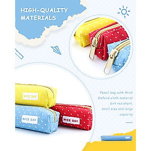 YETOOME 3 Pieces Slim Pencil Case, Colored Pencil Pouch Cosmetic Bag Office Stationery Organizer with Zipper for Adult (Red, Yellow, Blue)