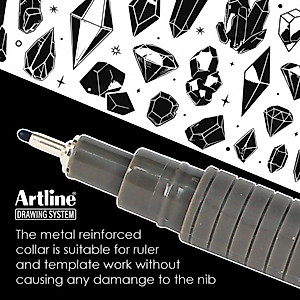 Artline 230 Drawing System Pens, Technical Drawing Pens For Drafting, Illustrating, and More, 0.2mm, 0.4mm, 0.6mm, and 0.8mm Fine Tips - Black, 4-Pack