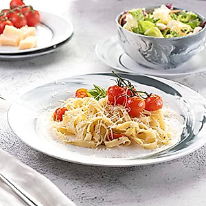 Divitis Home Fusion Porcelain Dinnerware Set 12 Piece, Black Round Plates (Soup Bowls, Dinner Plates, Salad Plates), Dish Set, Dinner Plates and Bowls Sets, Dishes