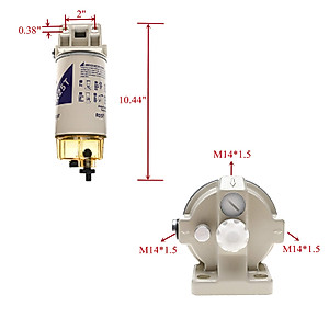 iFJF R25T Fuel Filter/Water Separator Assembly Replacement for 245R Series Diesel Engine 10 Micron with 2 Fittings Replaces WK940/38X 20386081 33771