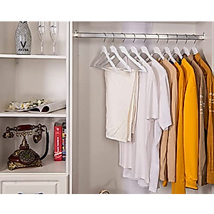 20 Luxury Slim Space Saving Wooden Clothes Hanger with Squared Pant Bar Best for Shirts, Blouses, Pant, Dress, Hangers White (White - Shirt with Pant Bar, 20)