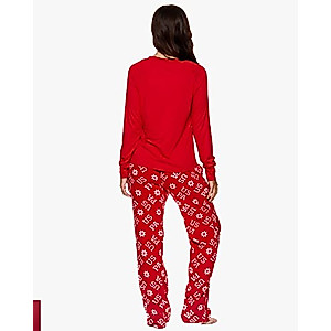 U.S. Polo Assn. 2-Piece Pajamas for Women Set, Long Sleeve PJ Sets for Women, Ladies Sleepwear (Red, Large)