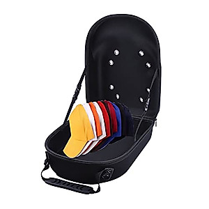 Hat Travel Case, Hat Storage for Baseball Caps, Hat Organizer Bag Box Storage for Baseball Cap, Caps Carrier Ball Hat Holder for 6 Caps, Travel Hat Display Carrier Bag Black