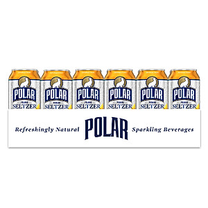 Polar Seltzer Water Orange Vanilla, 12 fl oz cans, 24 pack