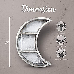 4simplethings Rustic Moon Shelf Decor, for Wall Mounted Moon Shelf, Display Shelves, Wooden Floating Shelves, Beautiful Moon Wall Decor, Use As Hanging Shelves for Wall