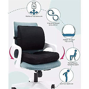 BUZZNN Comfort Seat Cushion & Lumbar Support Pillow, Ergonomic Memory Foam Coccyx Pad for Car, Wheelchair, Gaming Chair and Desk Chair