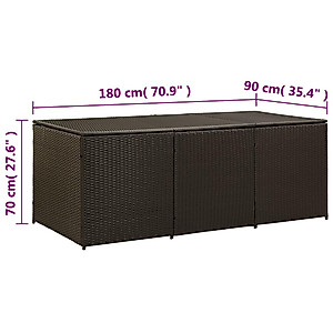 loibinfen Patio Storage Box Deck Storage Box Outdoor Storage Box Indoor Wicker Storage Bin for Patio Furniture Cushions, Pillows, Garden Tools, Poly Rattan Brown, 70.8"x35.4"x29.5" -AA