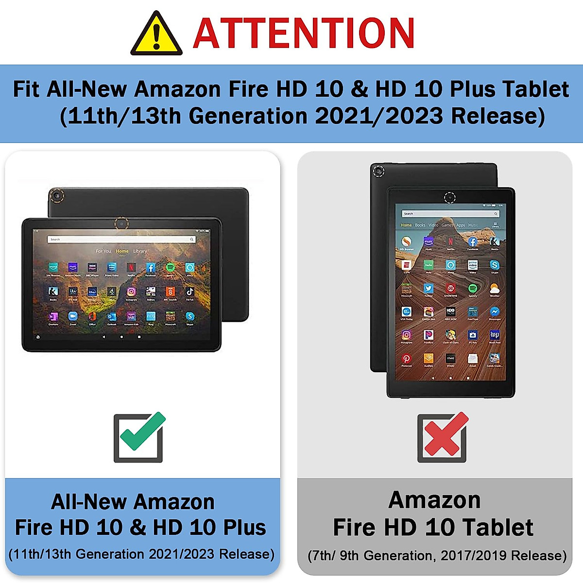 ZoneFoker Case for All New Kindle Fire HD 10 Tablet & Fire HD 10 Plus (11th/13th Generation, 2021/2023 Released), 360 Degree Rotating Stand Cover with Auto Sleep/Wake & Pencil Holder, Marble Blue