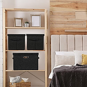 Posprica 3X Thicker Large Collapsible Storage Bins with Lids, 17"x12" Fabric Storage Box with Lid Storage Baskets for Shelves Closet Organizer Bins for Clothes Toys Books Photos Storage(3 Pack)