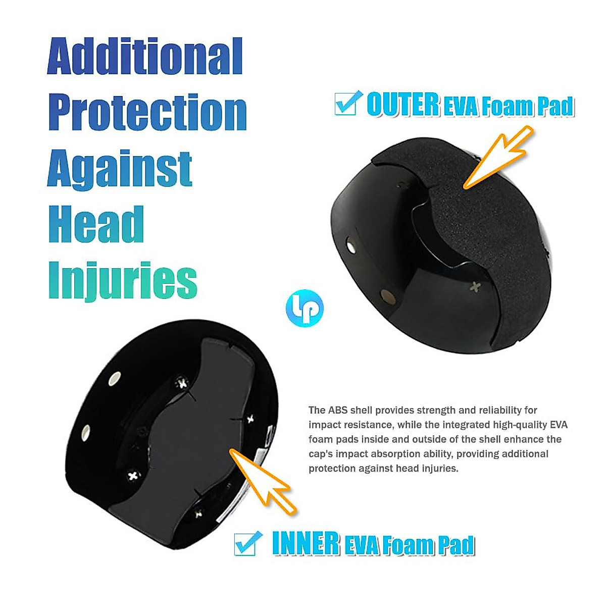 Lucent Path Black Baseball Safety Bump Cap - 100% Cotton, Impact-Resistant ABS Shell, Dual-Layer Padded Foam, Breathable, Adjustable Head Protection Hard Hat Cap