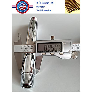 Aquaiaw Shower Arm and Wall Supply Elbow Bundle, 12 inch Ceiling Mount Shower Arm with Anti-Scratch Flange, Wall Union with Handheld Shower Head Holder, Both Solid Brass, Both Polished Chrome