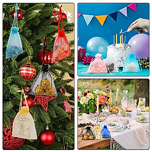 Organza Bags, 50 Pcs White Organza Bags, Small Mesh Bags Drawstring, Jewelry Bags Drawstring, Mesh Gift Bags, Sachet Bags Empty, Wedding Favor Bags for Baptism Party Favor Christmas Baby Shower(4x4.7)